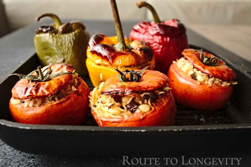 Yemista (Greek Stuffed Tomatoes and Peppers) - Route to Longevity