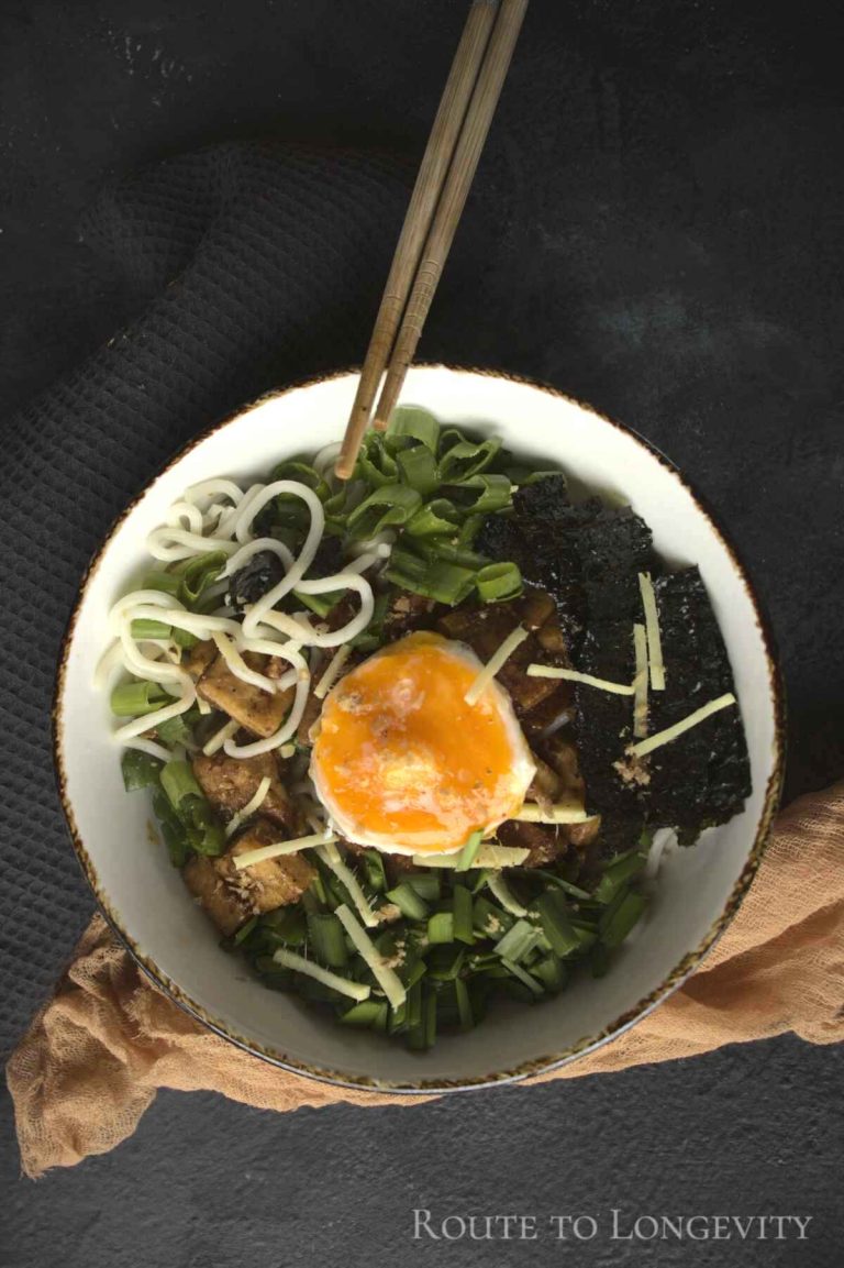 Mazesoba with brothless ramen noodles and tofu - Route to Longevity