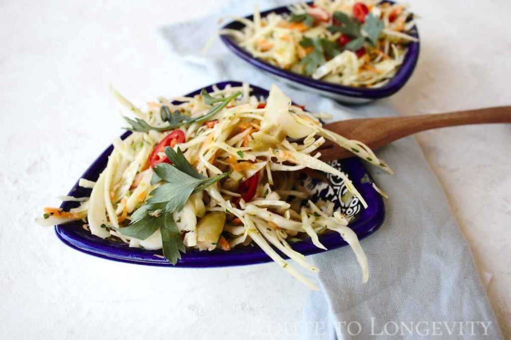 Politiki salata- Greek Cabbage Salad recipe - Route to Longevity