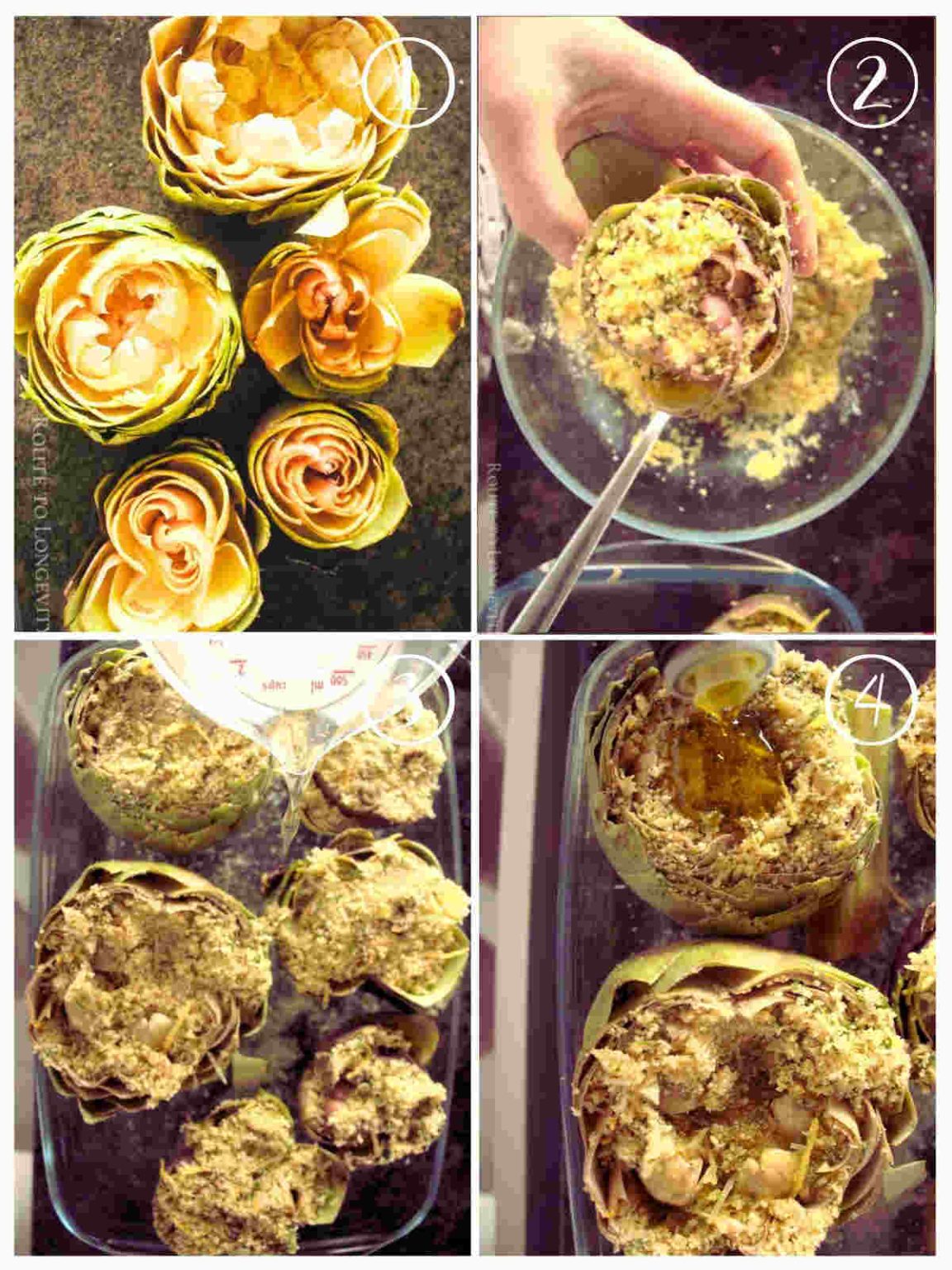 Carciofi Ripieni (Italian Stuffed Artichokes) - Route to Longevity