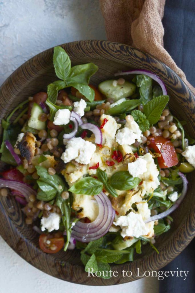 Fregola Salad with Roasted Ricotta - Route to Longevity